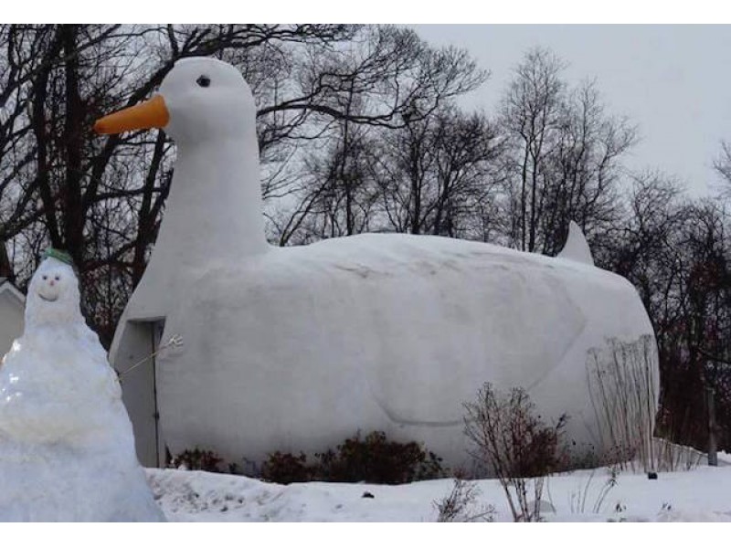 Famous Snowman Stops for Selfie With Big Duck in Flanders | Southampton ...
