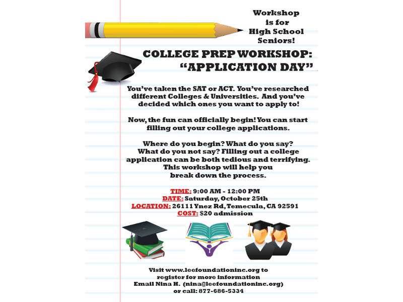 10/25 - College Prep Workshop - "Application Day" | Murrieta, CA Patch